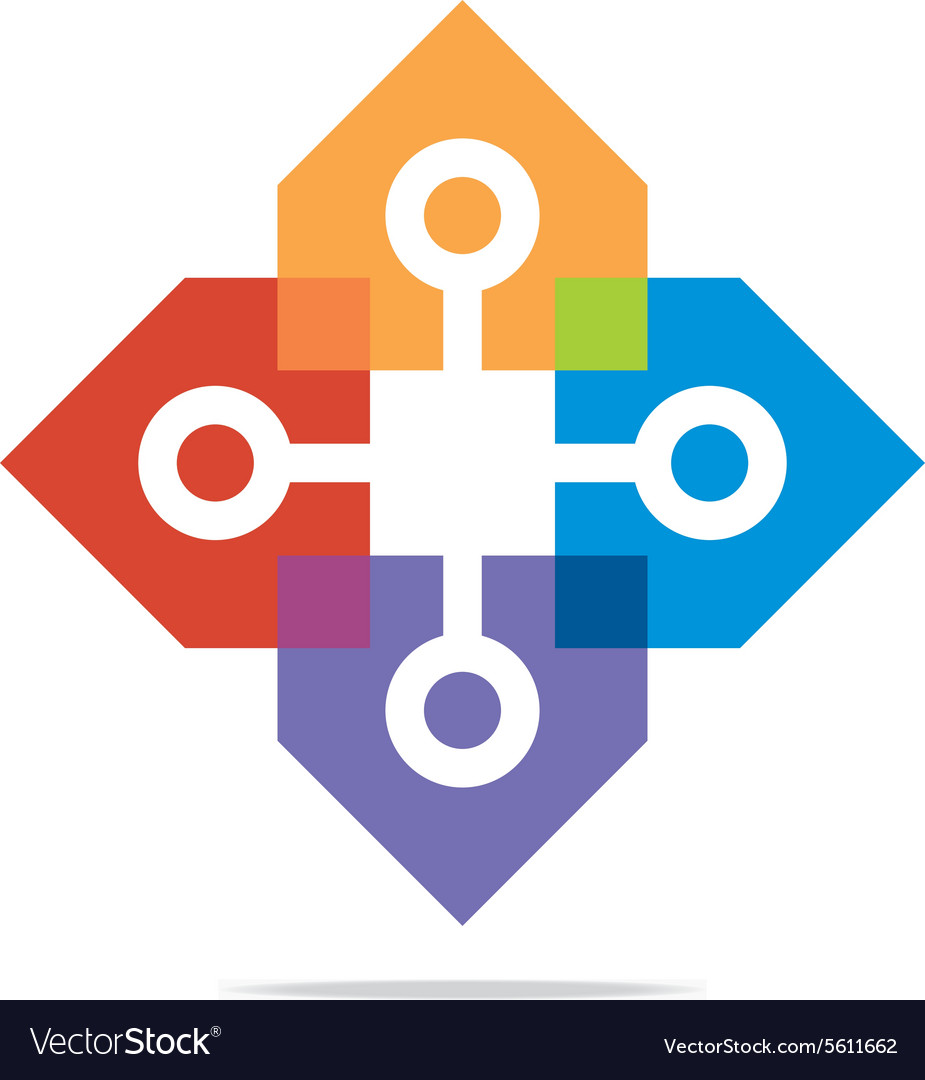 Logo Abstract Connection Circle Square Element Vector Image