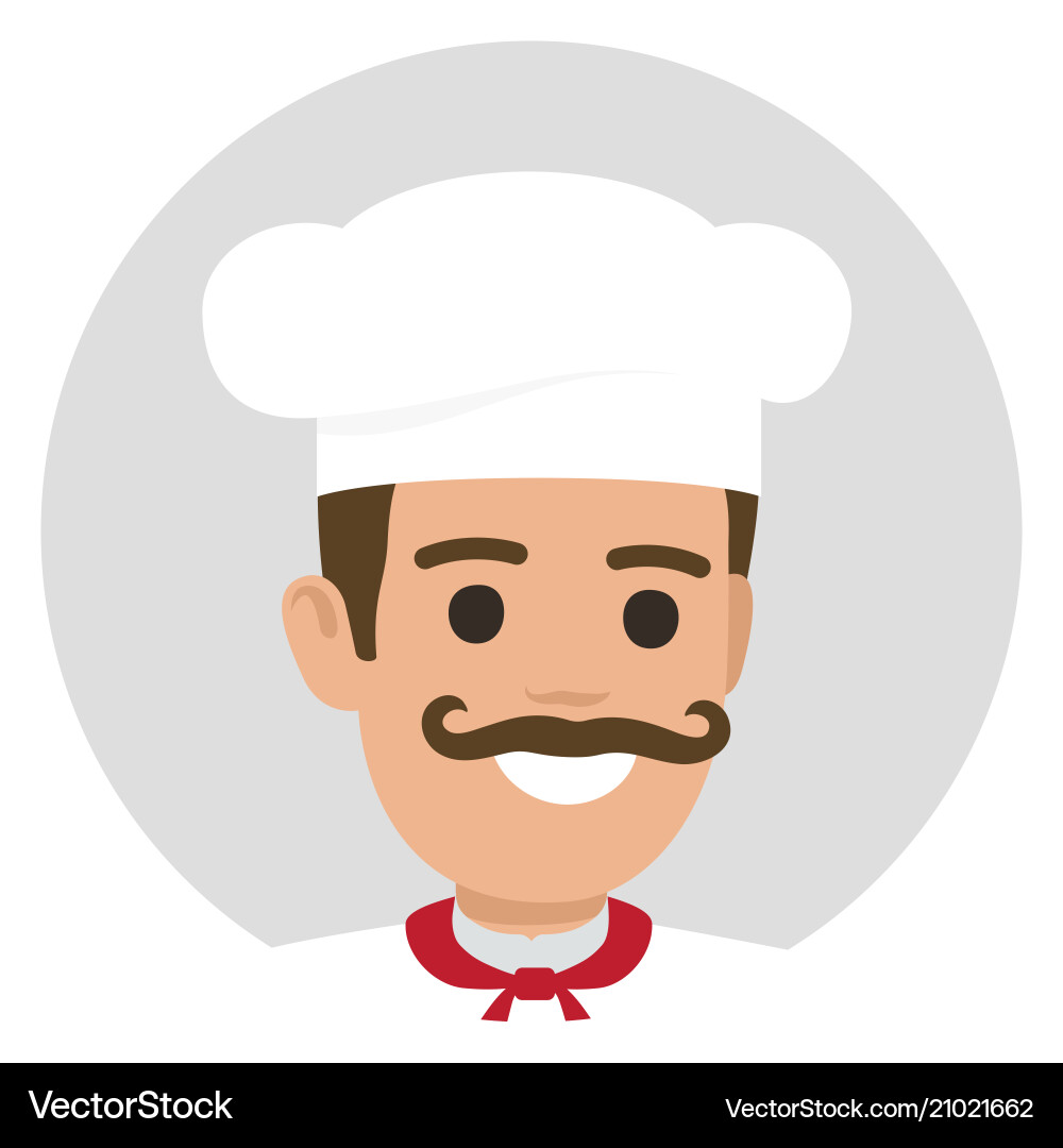 Moustached smiling chief-cooker avatar profile Vector Image