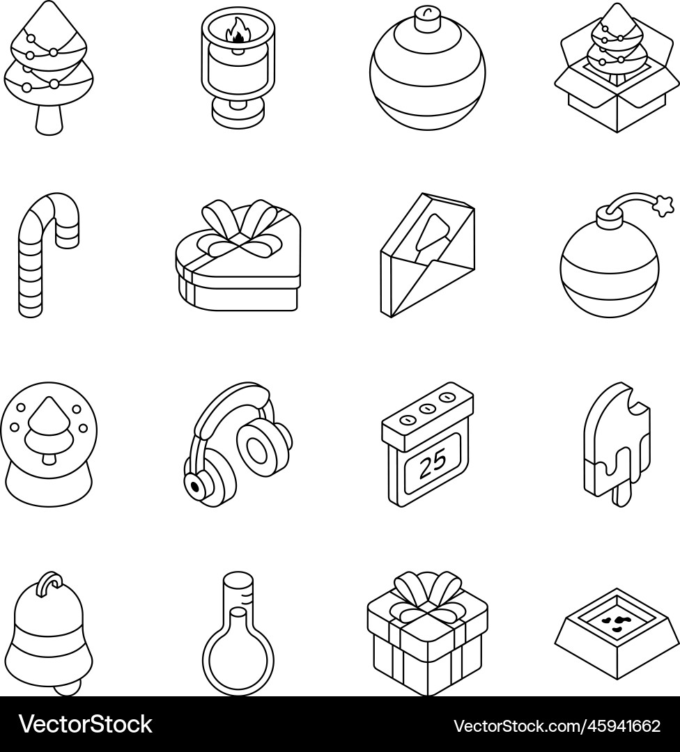 Pack of christmas linear icons Royalty Free Vector Image