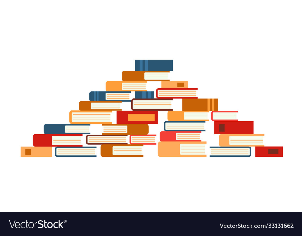 Pile books isolated on white background Royalty Free Vector