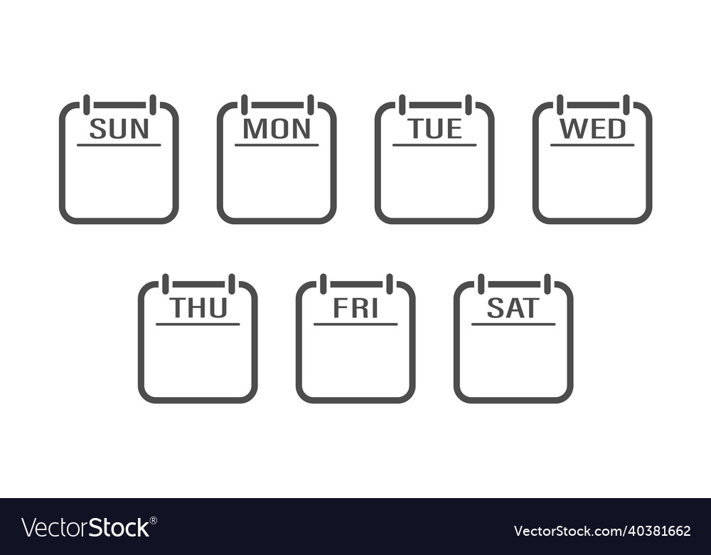 Set of calendar icons with days of the week Vector Image