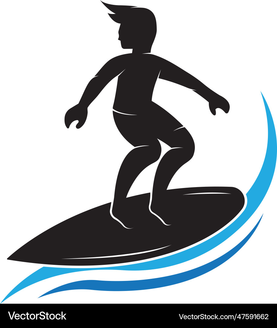 Surfing with water wave logo template symbol Vector Image