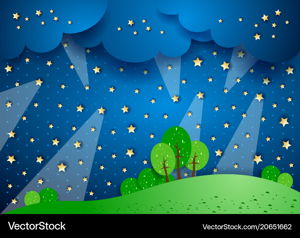 Surreal landscape night with spotlights Royalty Free Vector
