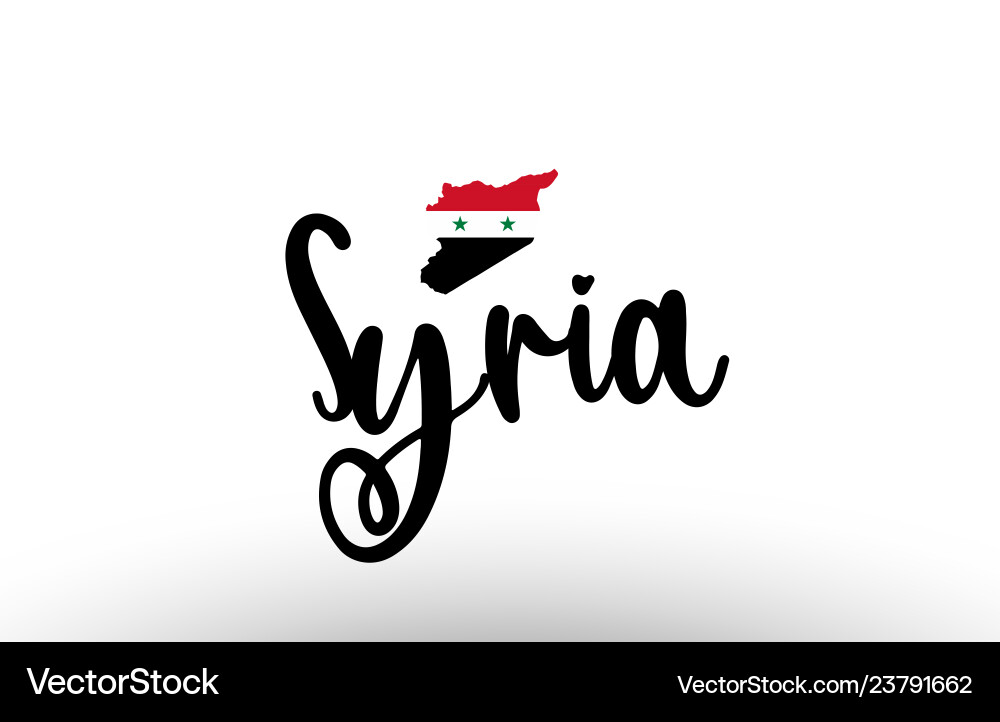 Syria country big text with flag inside map Vector Image
