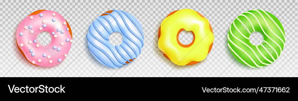 Top view set of realistic donuts Royalty Free Vector Image