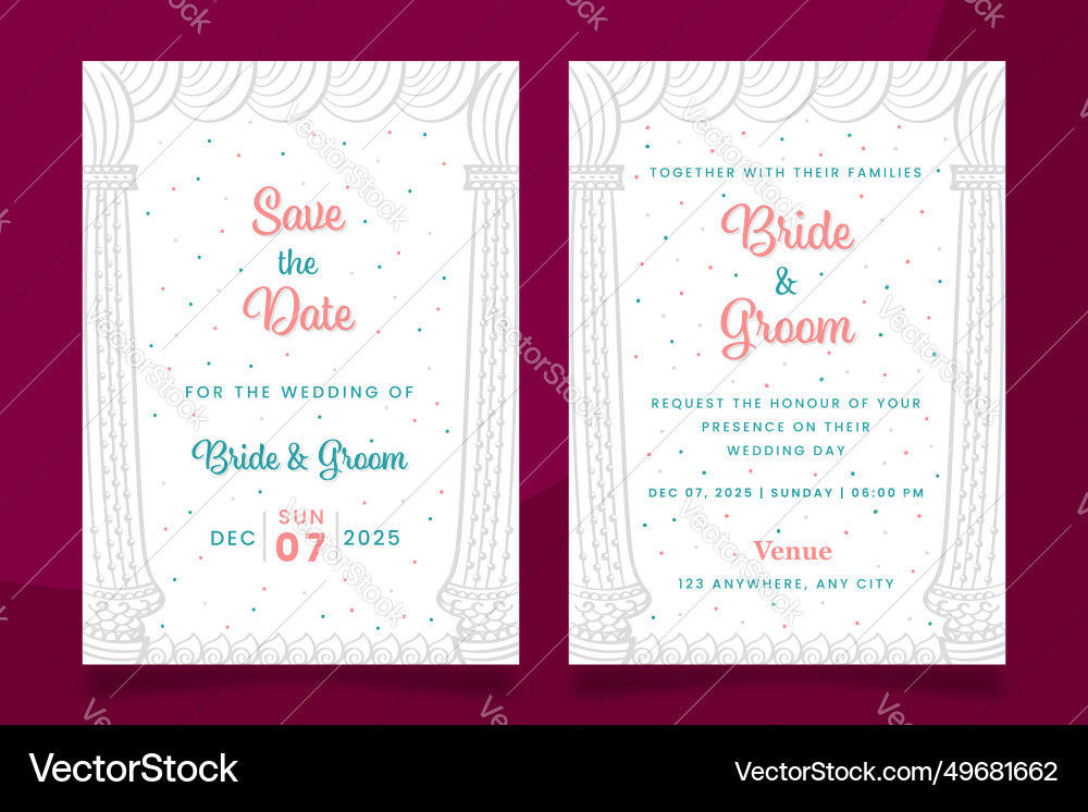 Traditional wedding invitation card template Vector Image