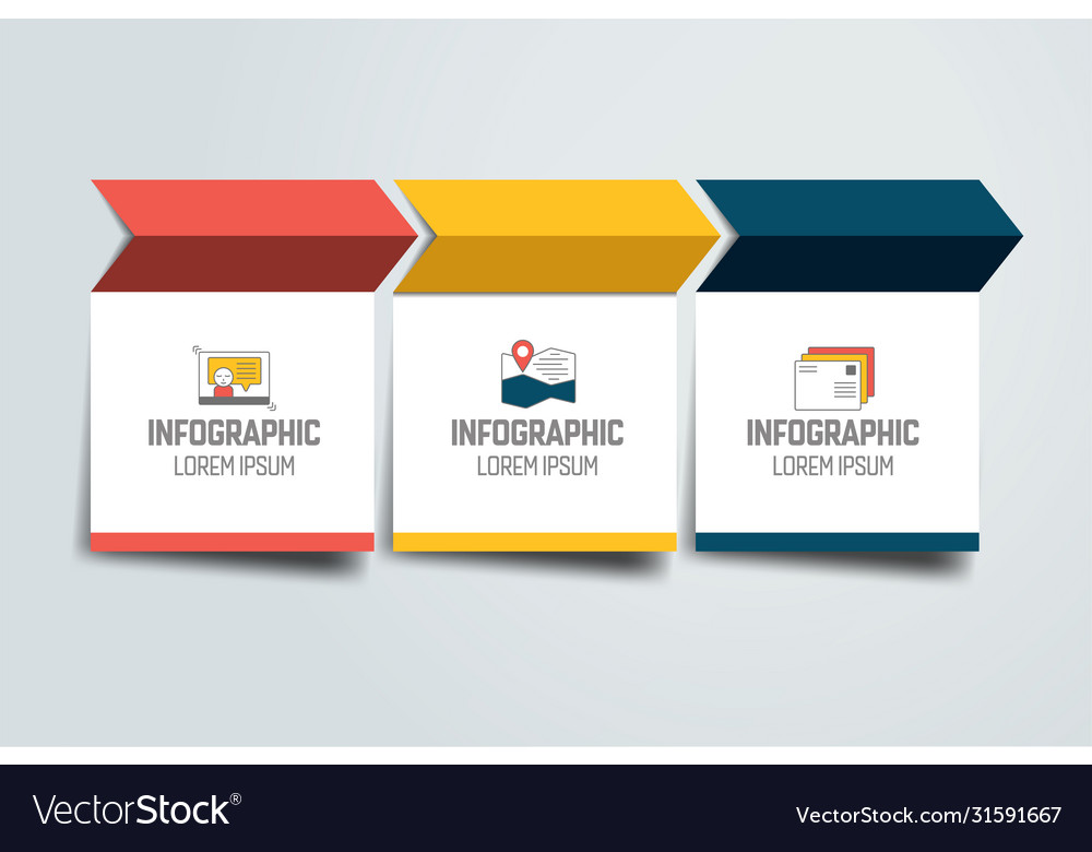 3 steps arrow tutorial chart diagram one two Vector Image