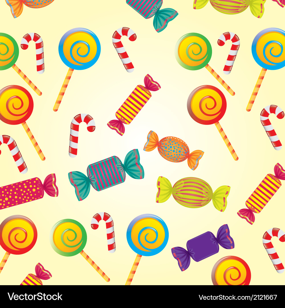Beautiful candies over yellow background Vector Image