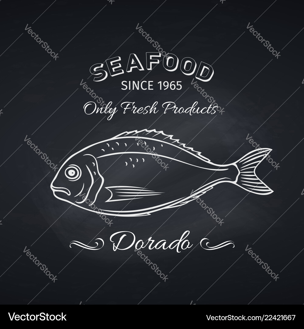 Dorado fish retro hand drawn icon Royalty Free Vector Image