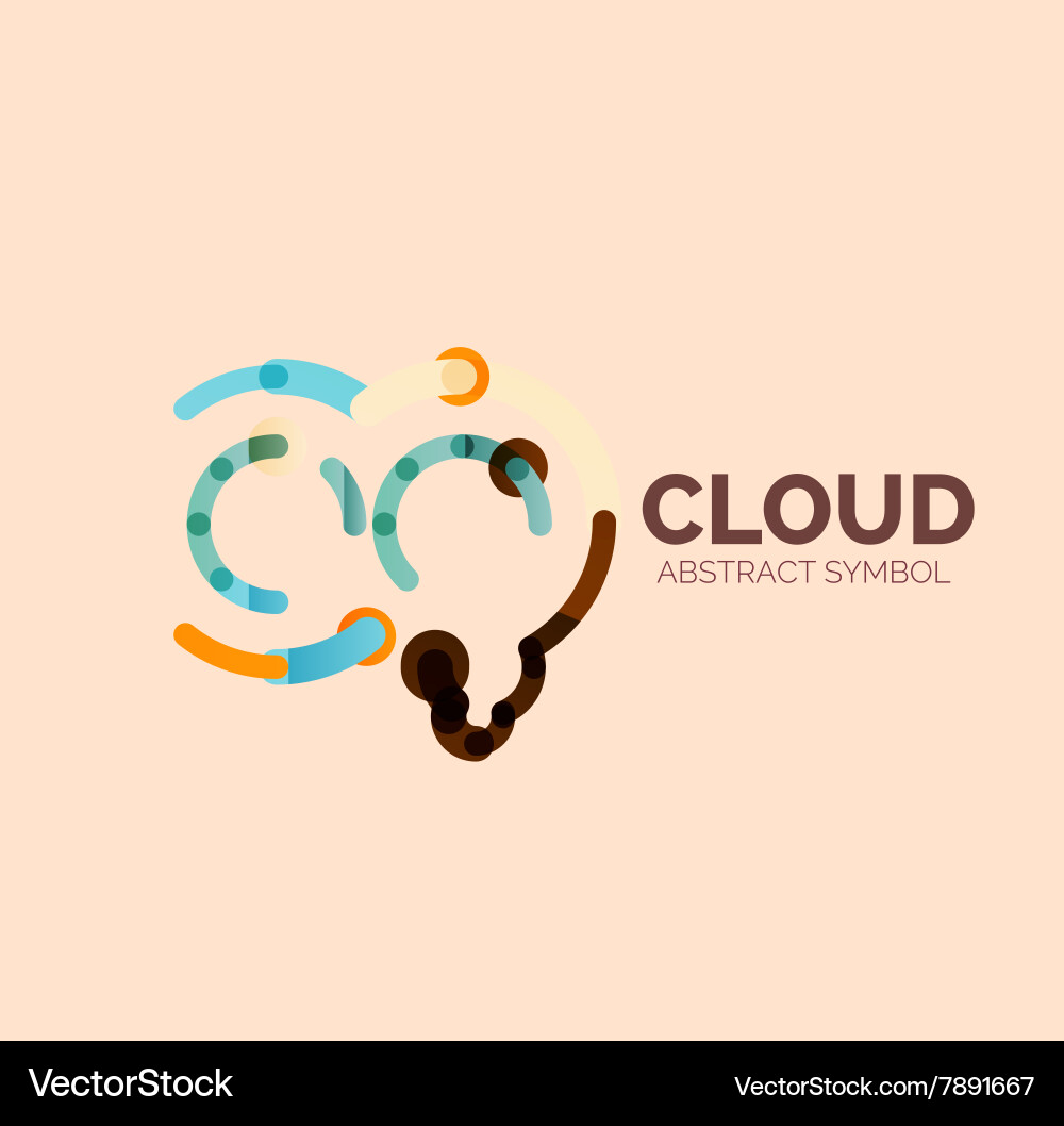 Flat linear design speech cloud logo talk bubble Vector Image