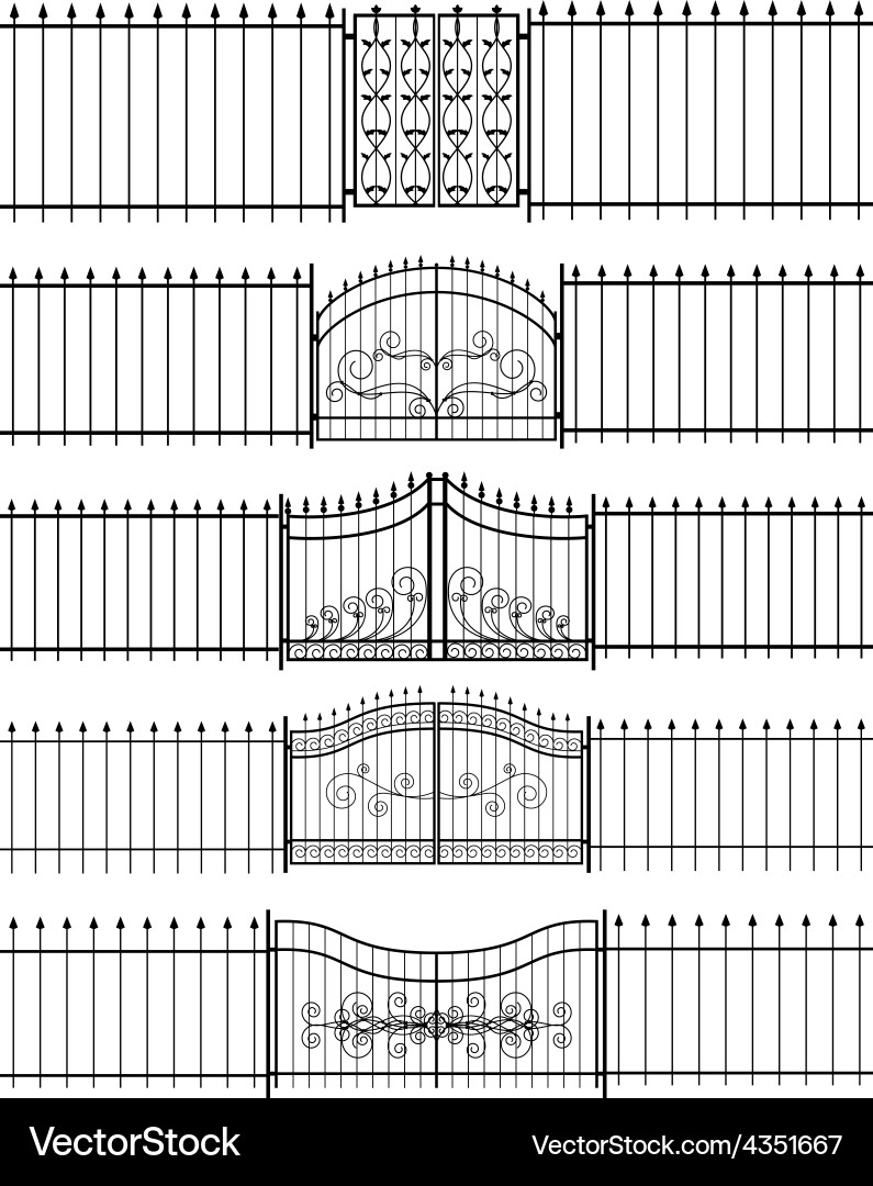 Gates and iron fence horizontal seamless Vector Image