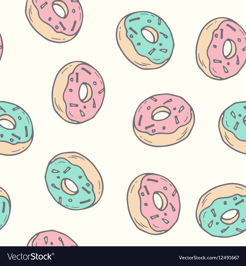 Hand drawn donut seamless pattern pastry Vector Image