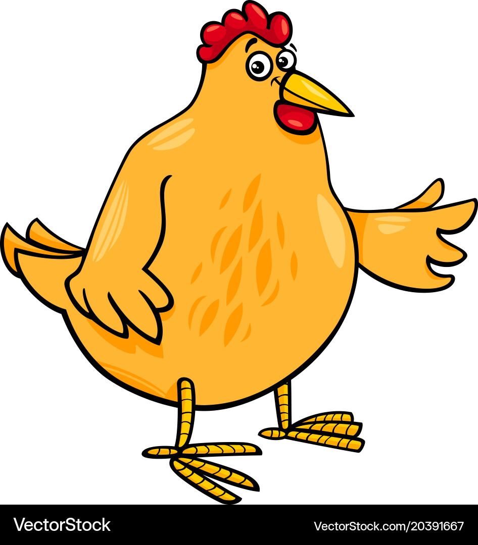 Hen animal character cartoon Royalty Free Vector Image