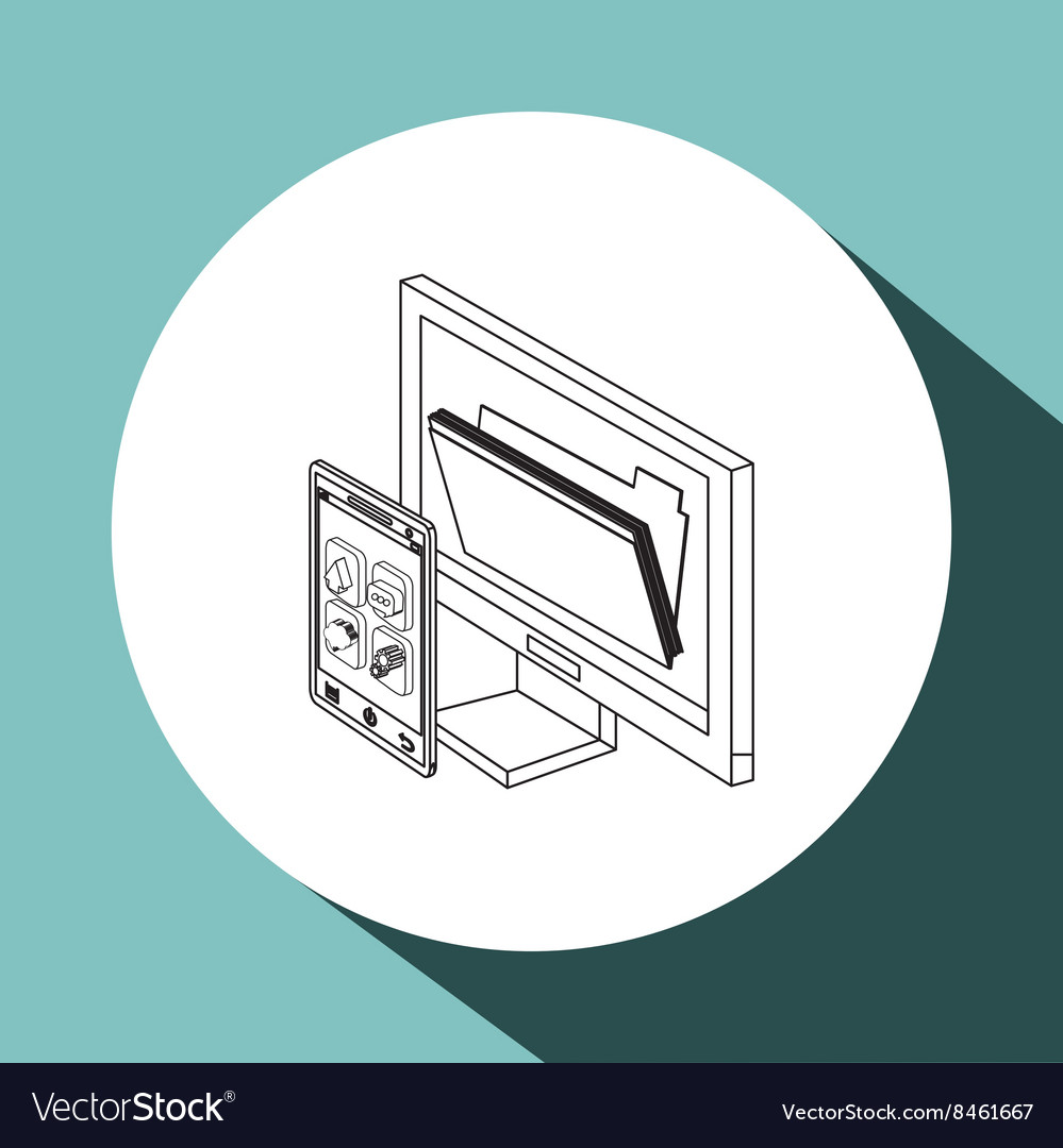 Icon of isometric computer design Royalty Free Vector Image