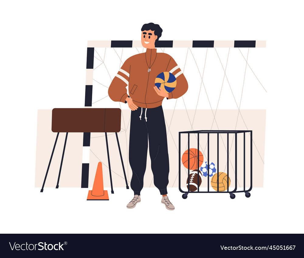 Pe teacher school trainer in gym pt instructor Vector Image