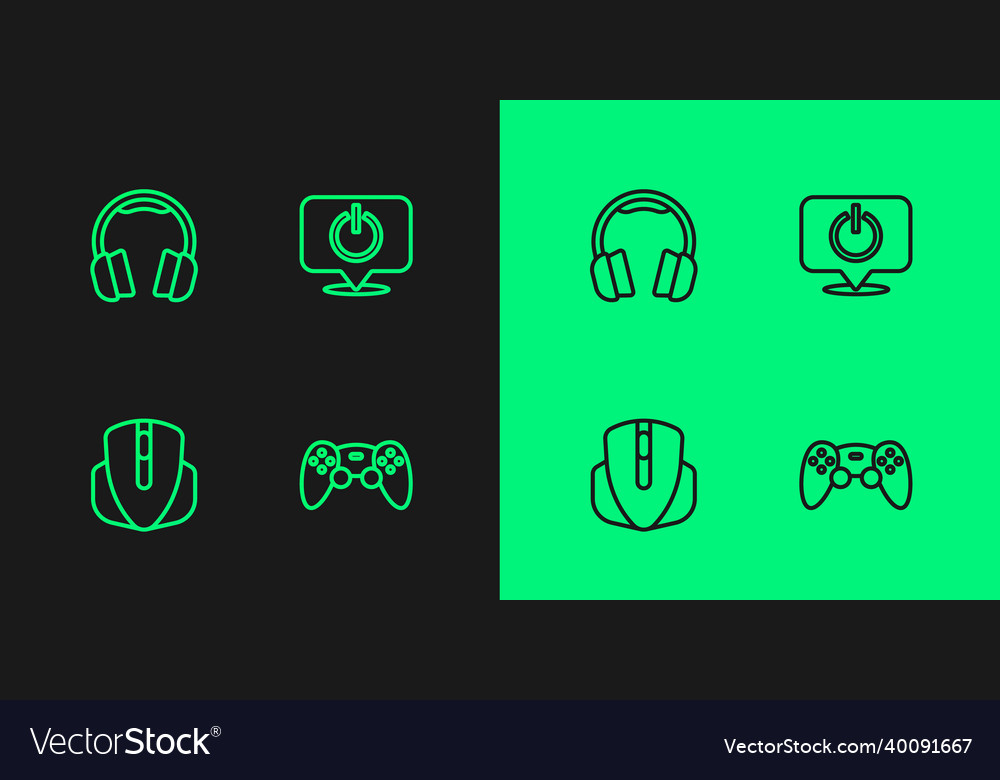 Set Line Game Controller Or Joystick Computer Vector Image