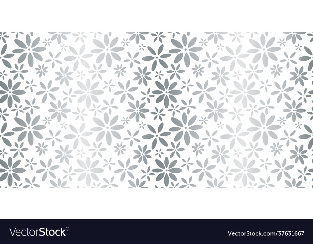 Silver flowers seamless repeat pattern background Vector Image