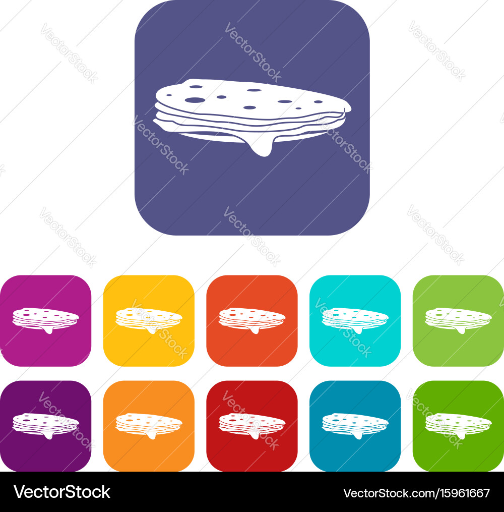 Stack of pancakes icons set Royalty Free Vector Image