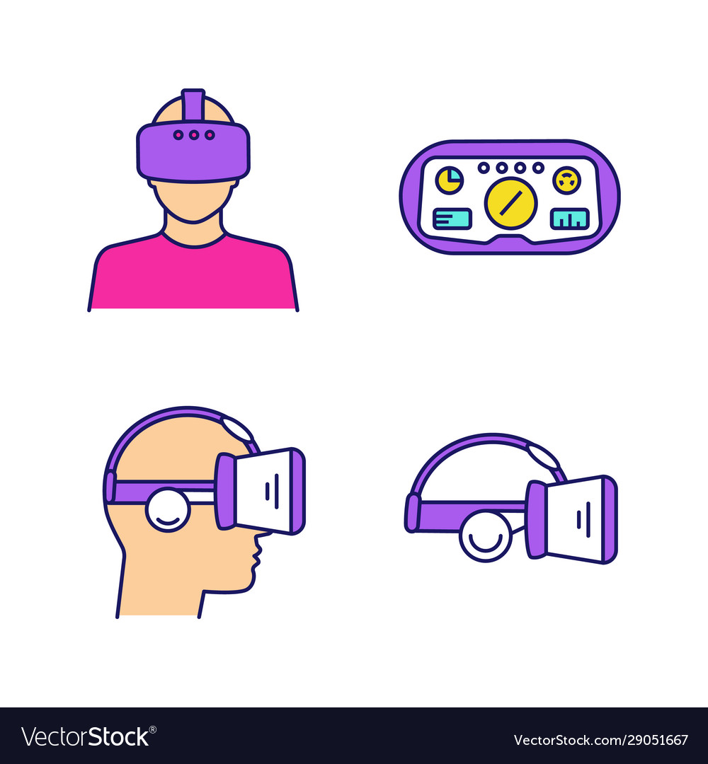 Virtual reality color icons set Royalty Free Vector Image Virtual reality color icons set Royalty Free Vector Image