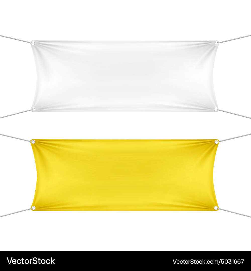 White and Yellow Blank Empty Horizontal Banners Vector Image