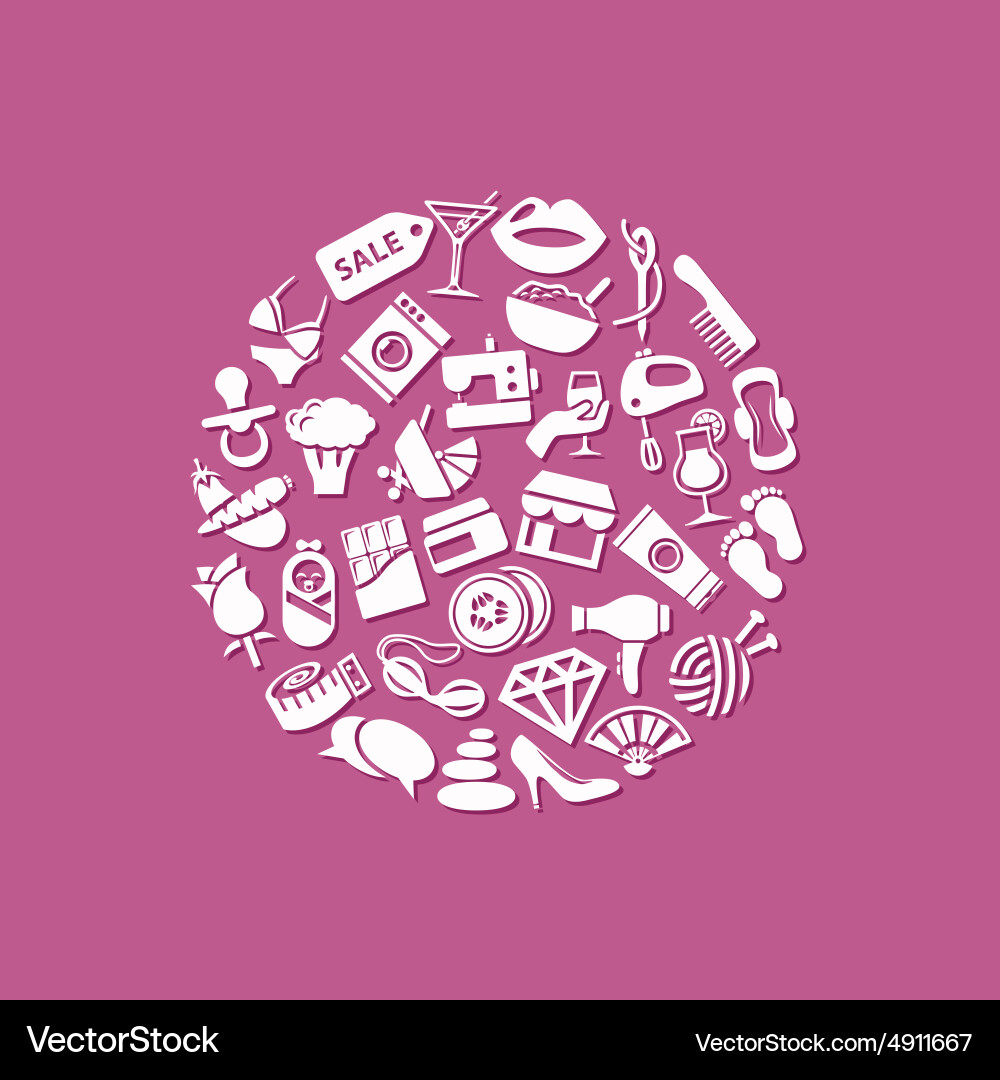 Women icons in circle Royalty Free Vector Image
