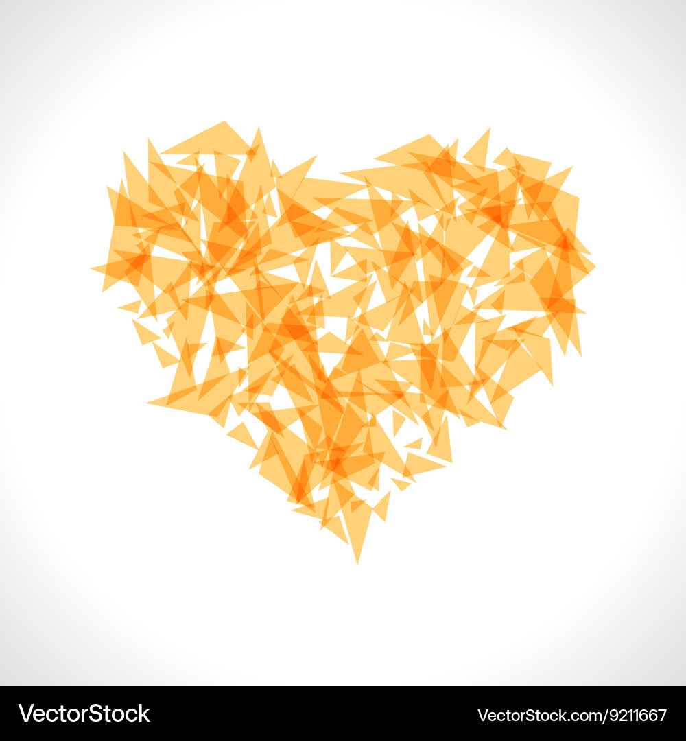 Yellow origami heart on white backdrop Royalty Free Vector
