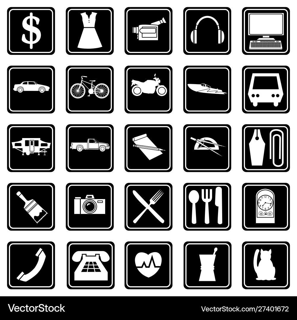 A set icons on theme sales and services Royalty Free Vector