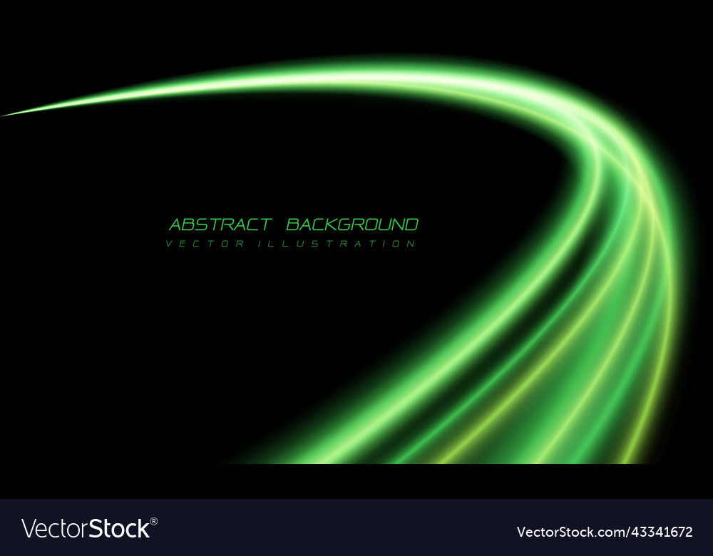 Abstract green light fast speed curve on black Vector Image