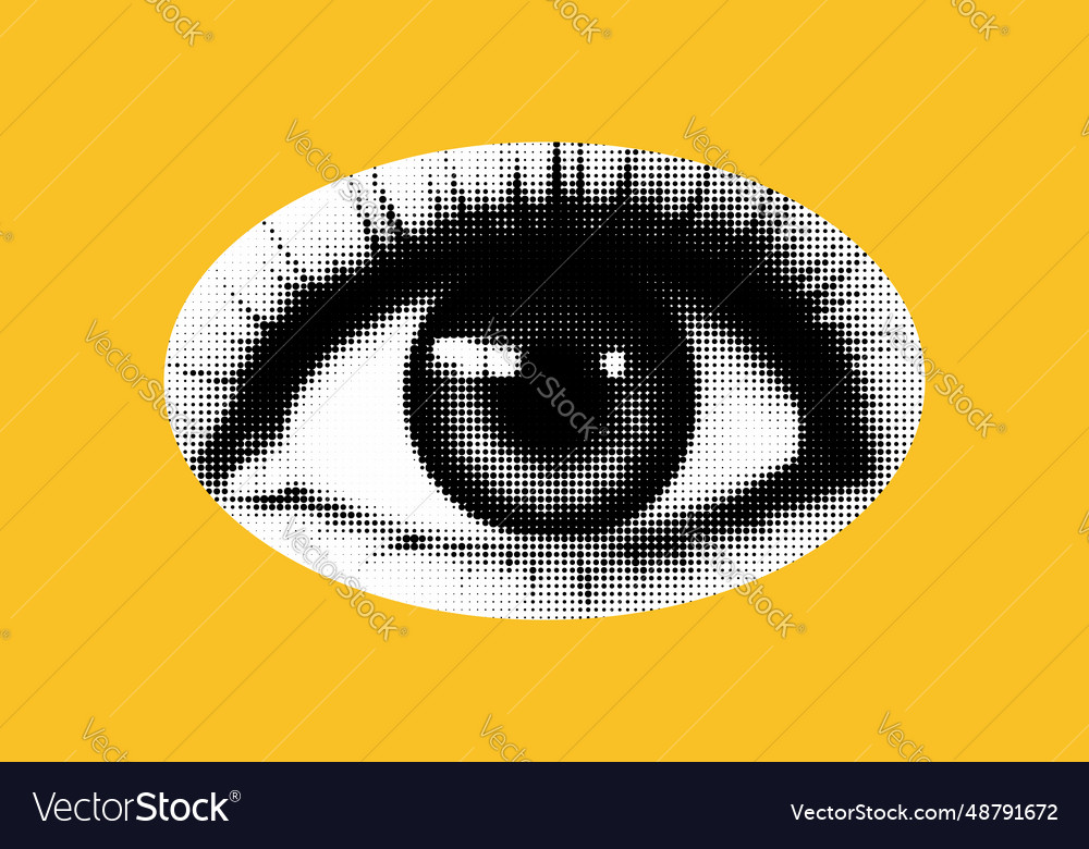An Eye Cut Out As If From A Magazine Isolated Vector Image