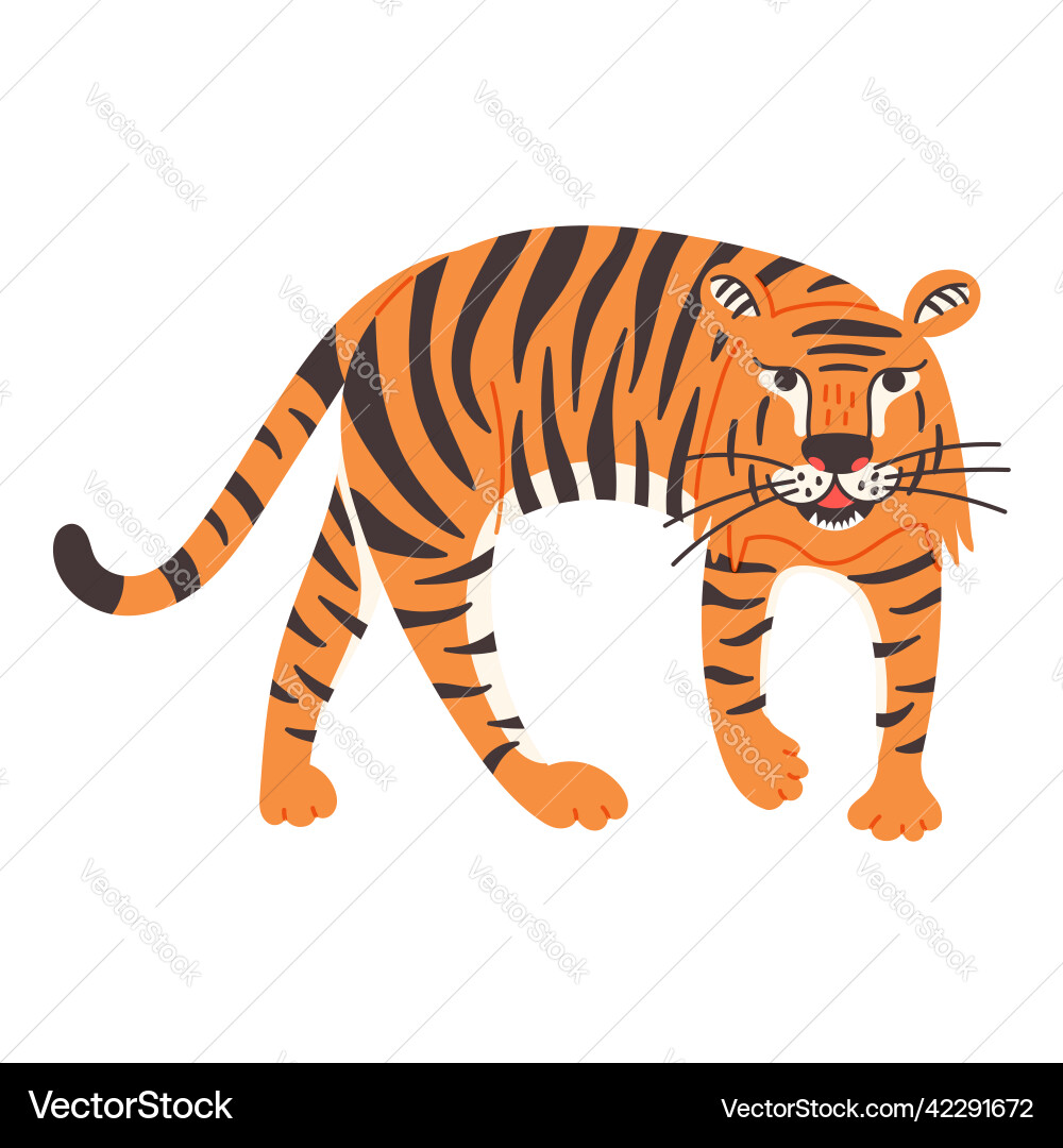 Chinese tiger at the ready to attack Royalty Free Vector