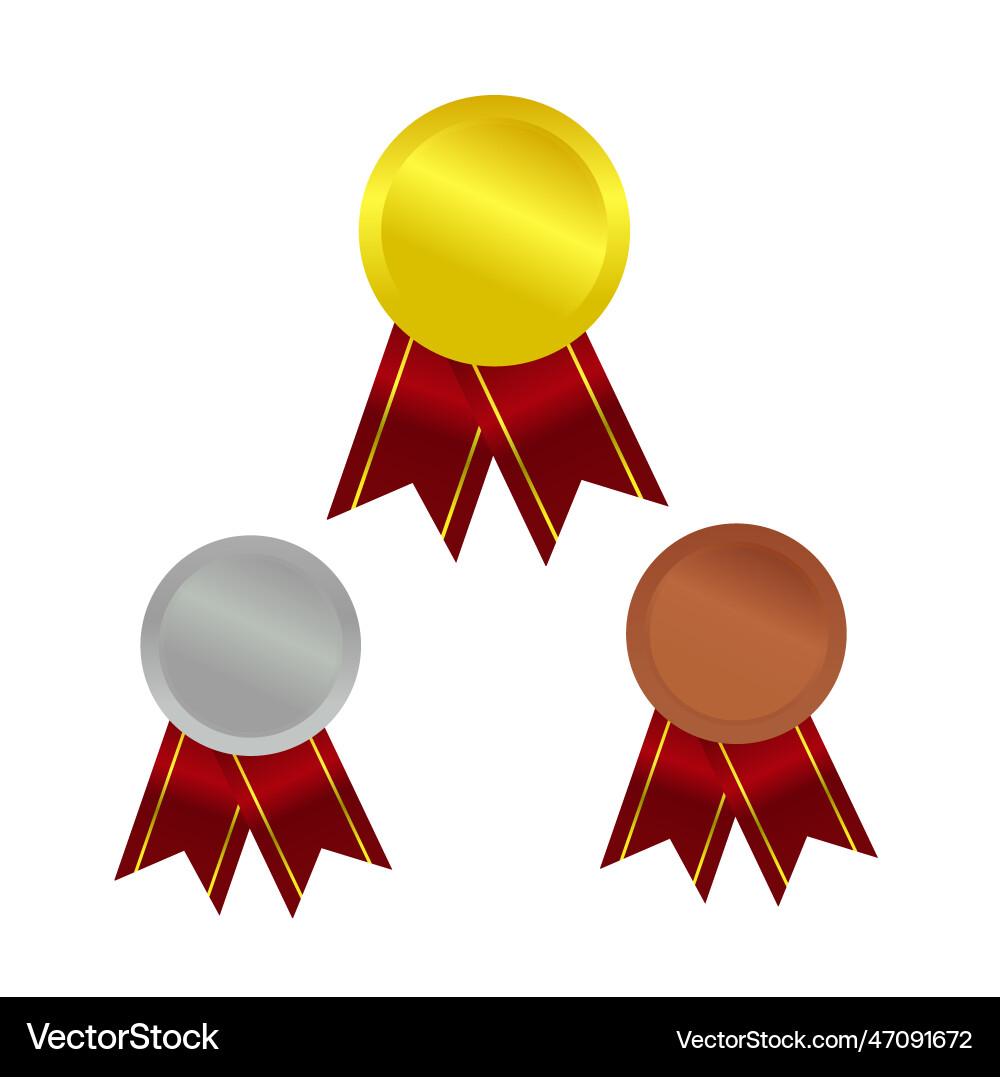 Gold silver and bronze medals Royalty Free Vector Image