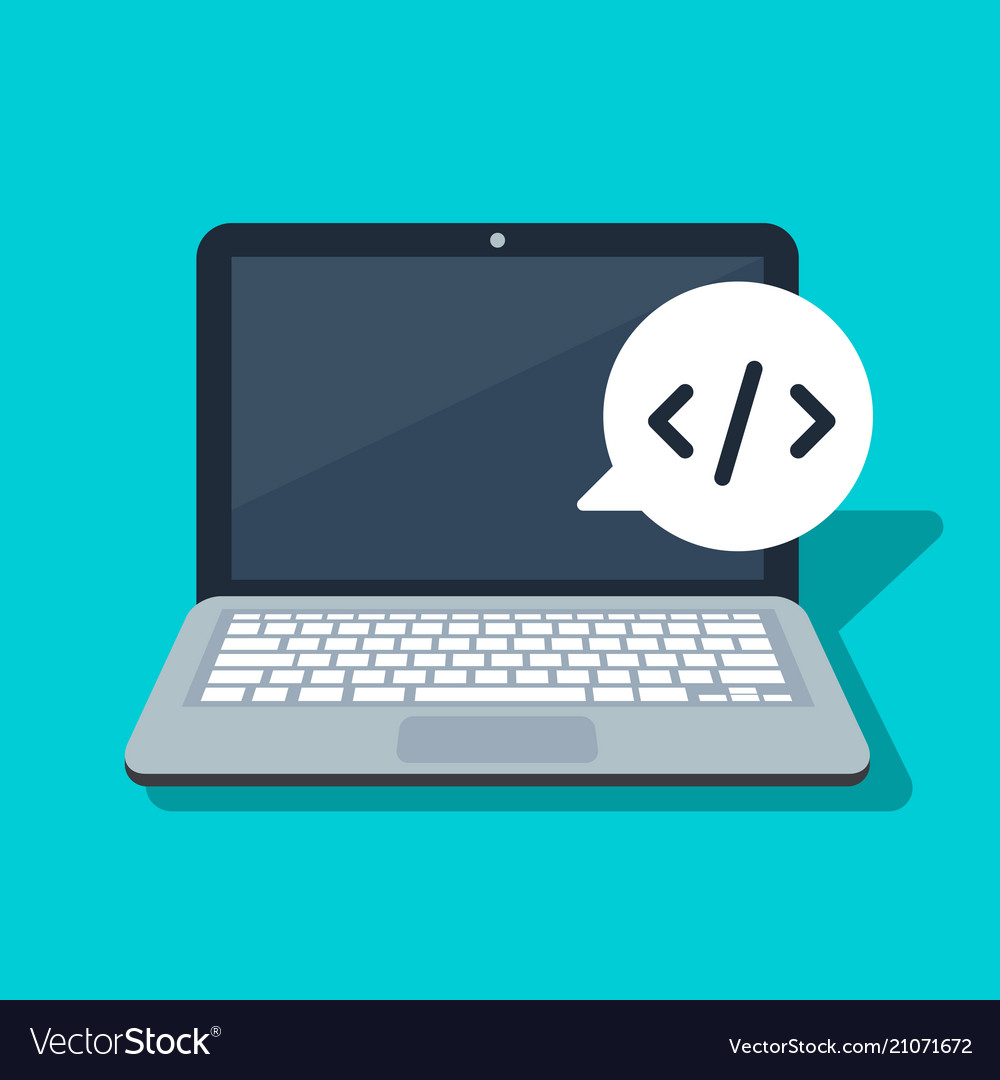 Icon programming on a laptop background speech Vector Image