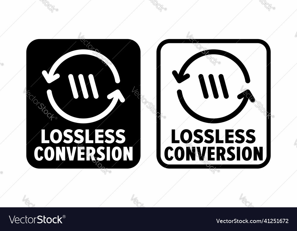 Lossless conversion information sign Royalty Free Vector