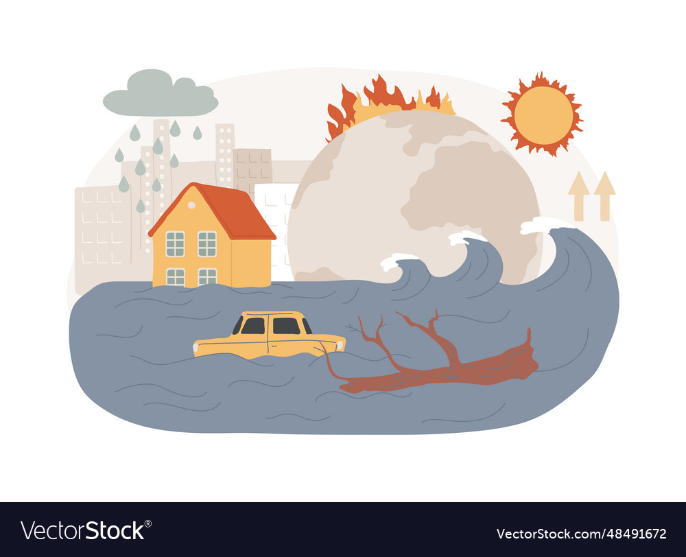 Sea level rise isolated concept Royalty Free Vector Image