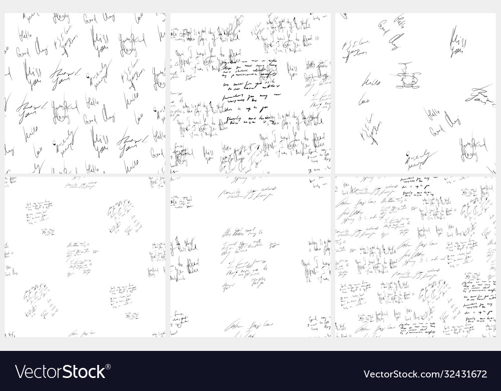 Seamless abstract text pattern set handwritten Vector Image