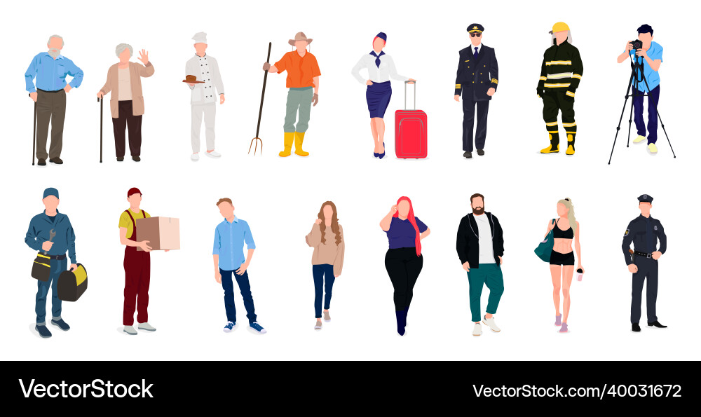 Set of 16 pcs people different professions Vector Image