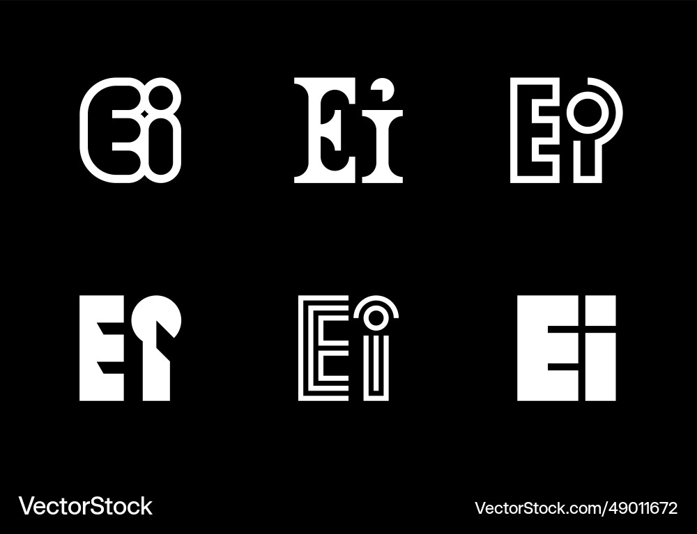 Set of letter ei logos Royalty Free Vector Image