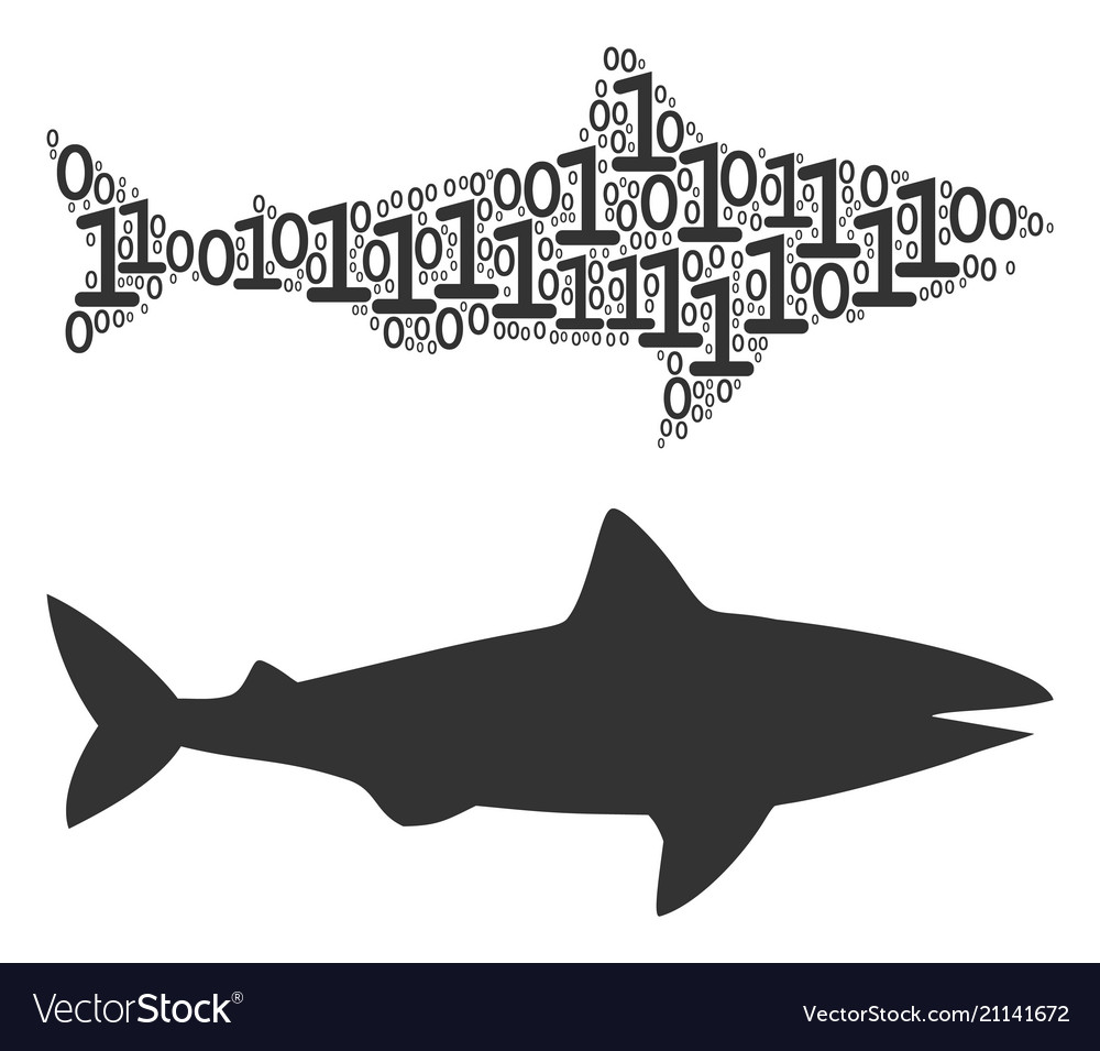 Shark mosaic of binary digits Royalty Free Vector Image
