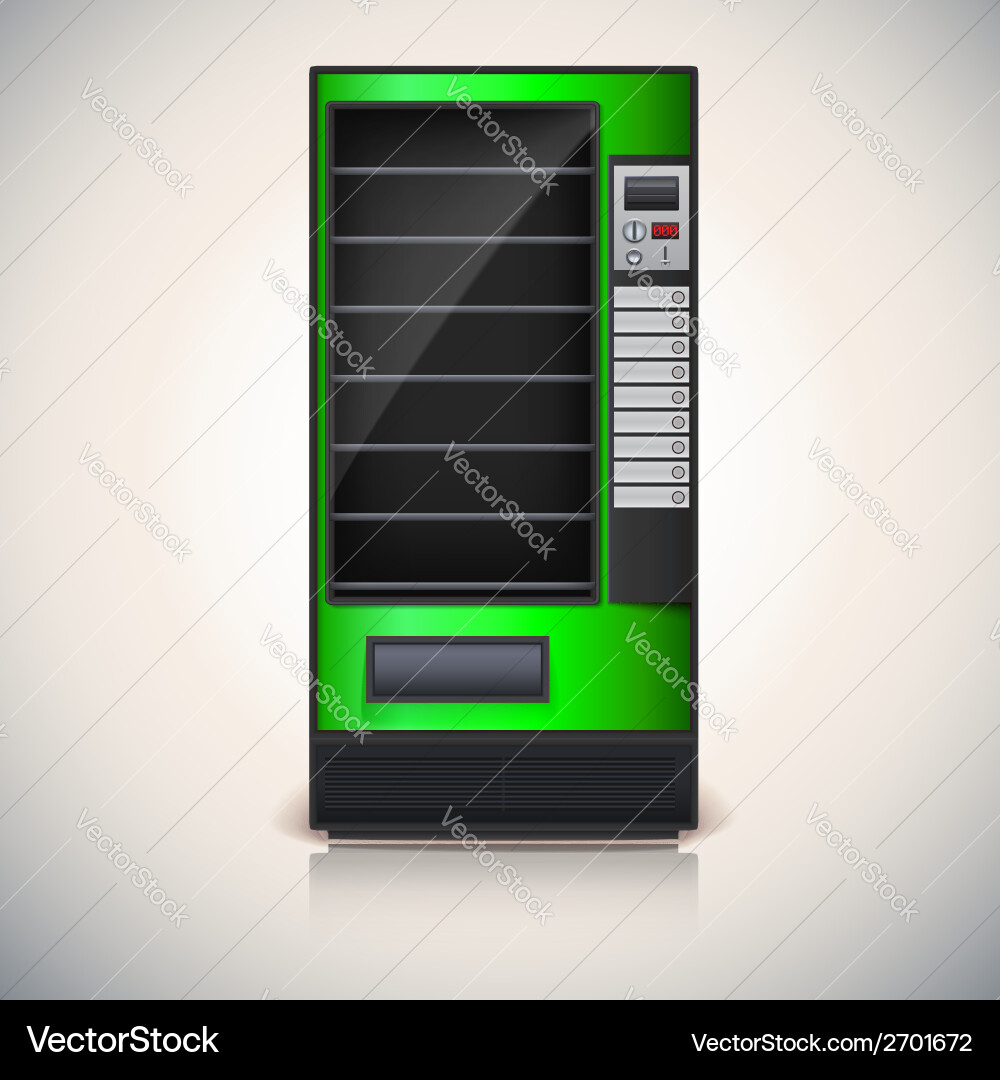 Vending machine with shelves green color Vector Image