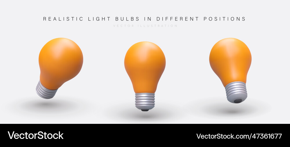 3d yellow classic light bulb set of light bulbs Vector Image