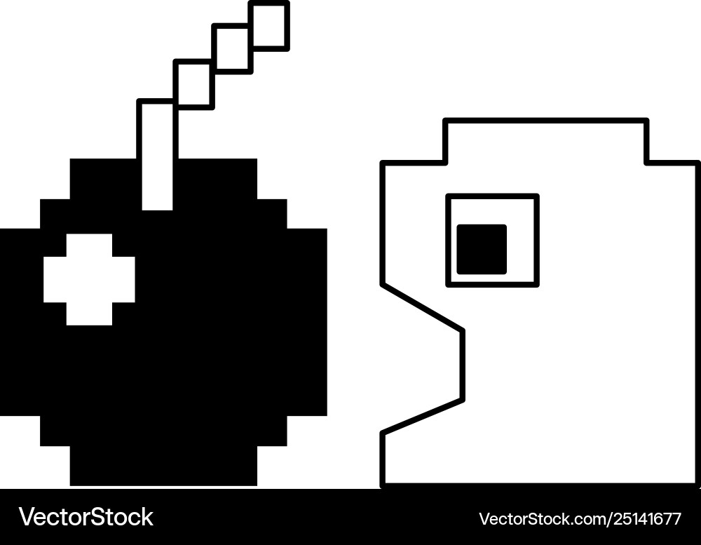 Arcade game character in black and white Vector Image