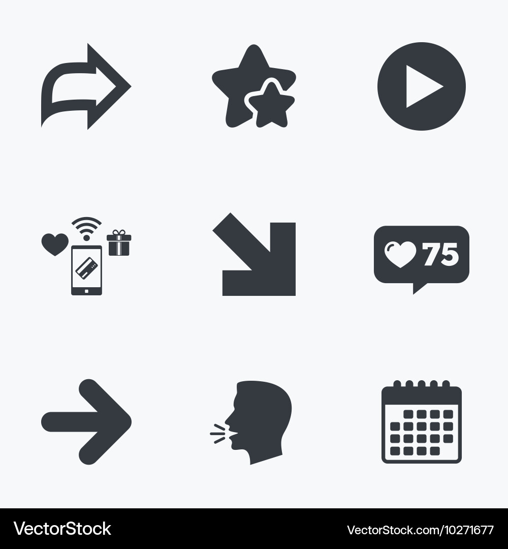 Arrow icons Next navigation signs symbols Vector Image