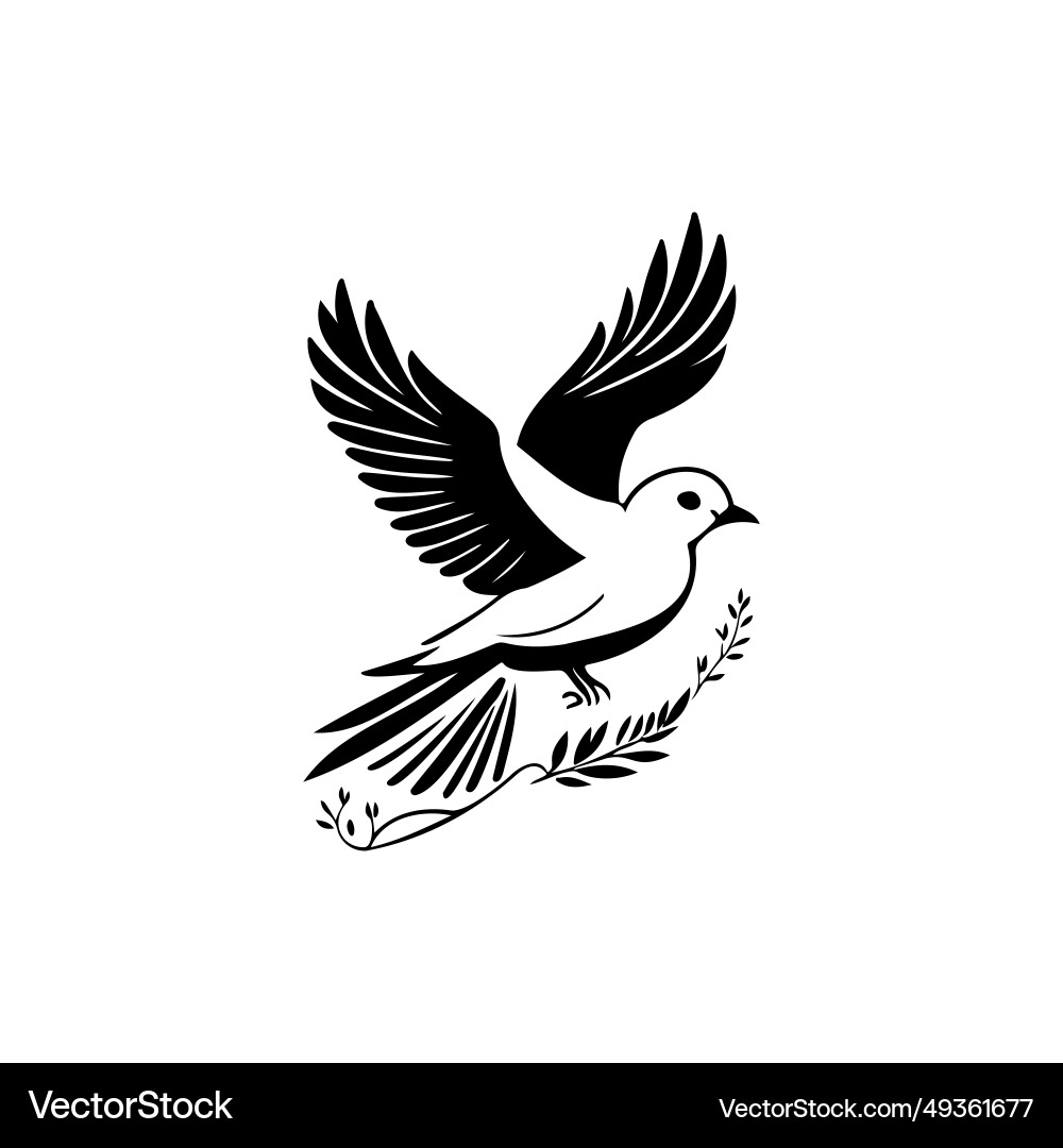 Dove bird wing icon hand draw black colour Vector Image