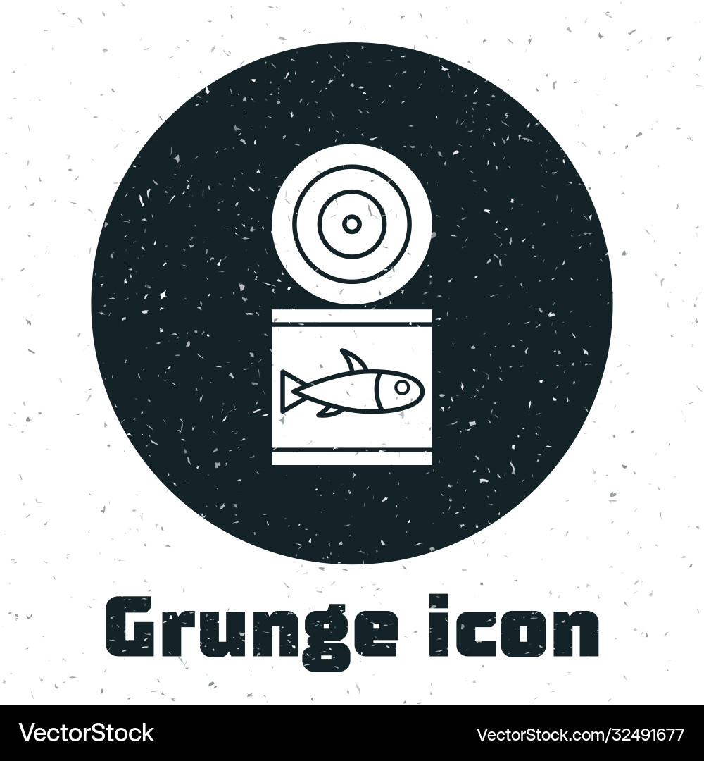Grunge canned fish icon isolated on white Vector Image