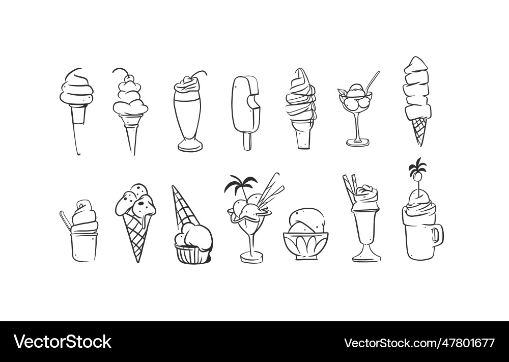 Hand drawn abstract cartoon ice creram cone Vector Image