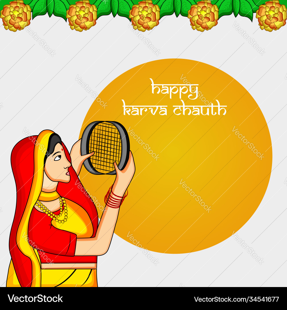 Karva chauth a hindu festival Royalty Free Vector Image