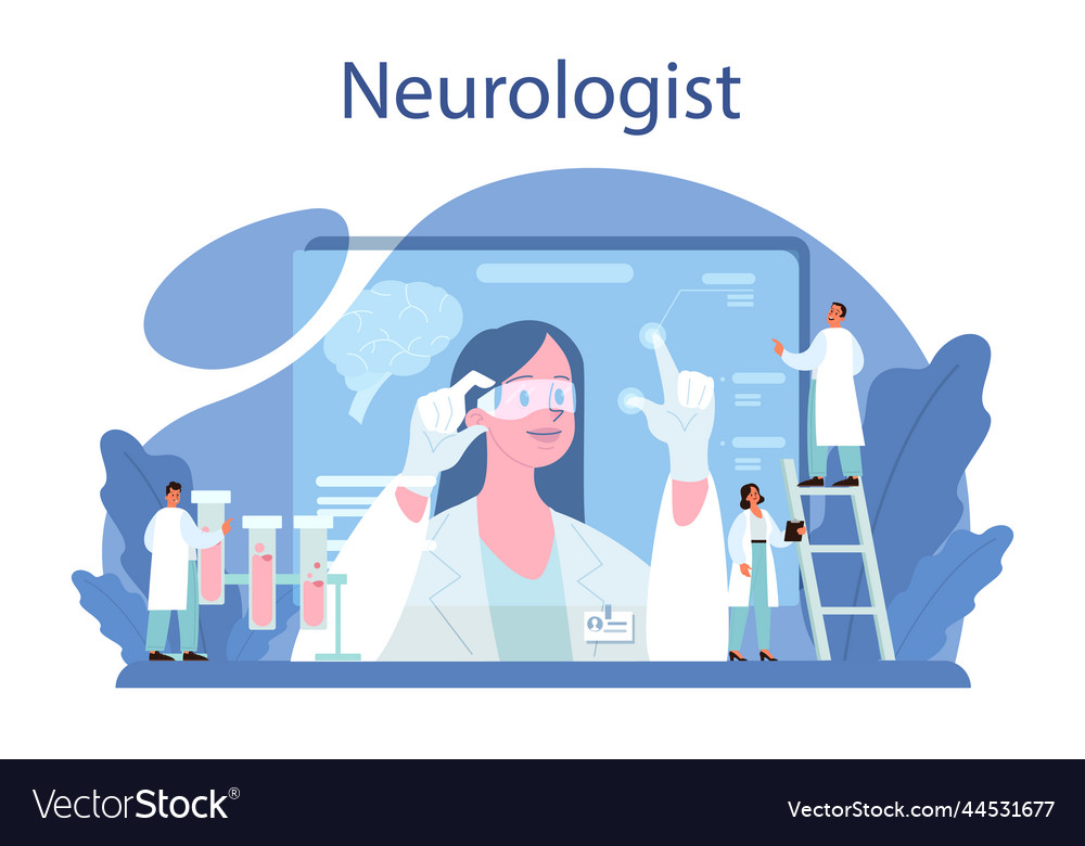 Neurologist concept doctor examine human brain Vector Image