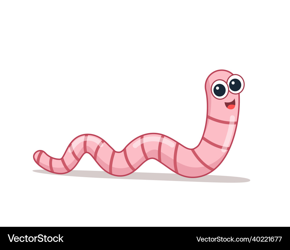 Pink worm flat style earthworm is a cartoon Vector Image