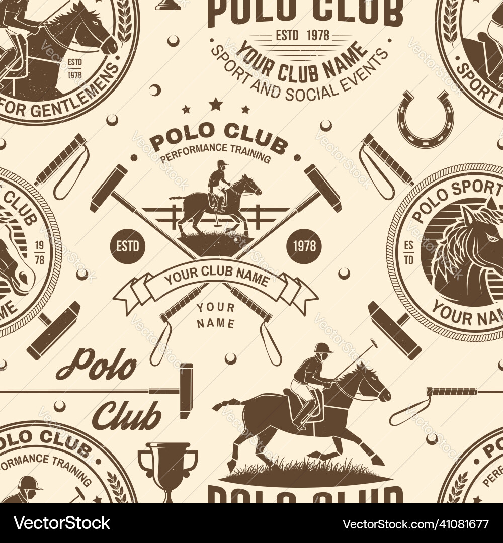 Polo sport club seamless pattern Royalty Free Vector Image