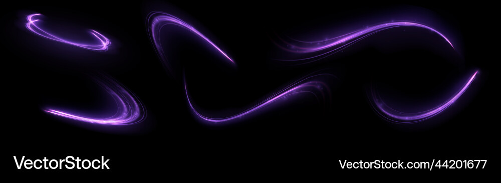 Purple light trail wave speed trace line twirl Vector Image